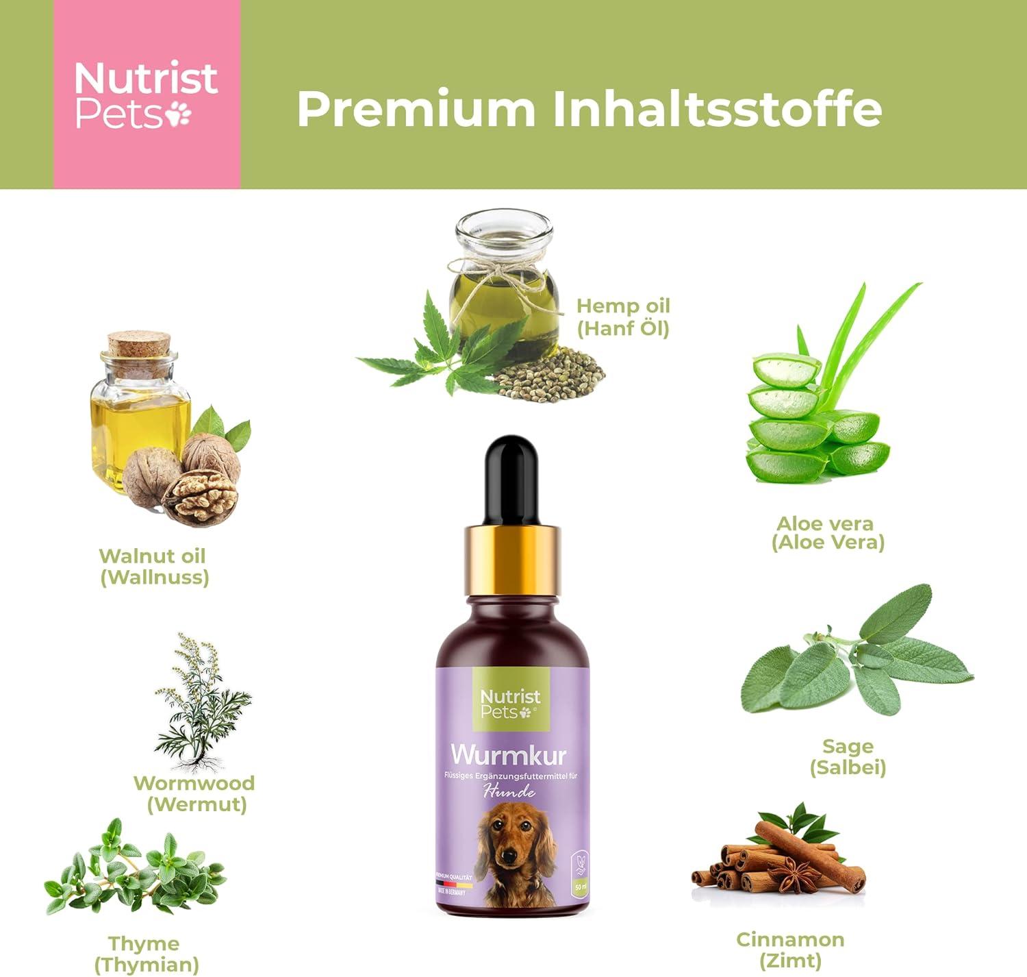 Nutrist NEW: Vegan Natural Worm Treatment for Dogs - Herbal Liquid for ...