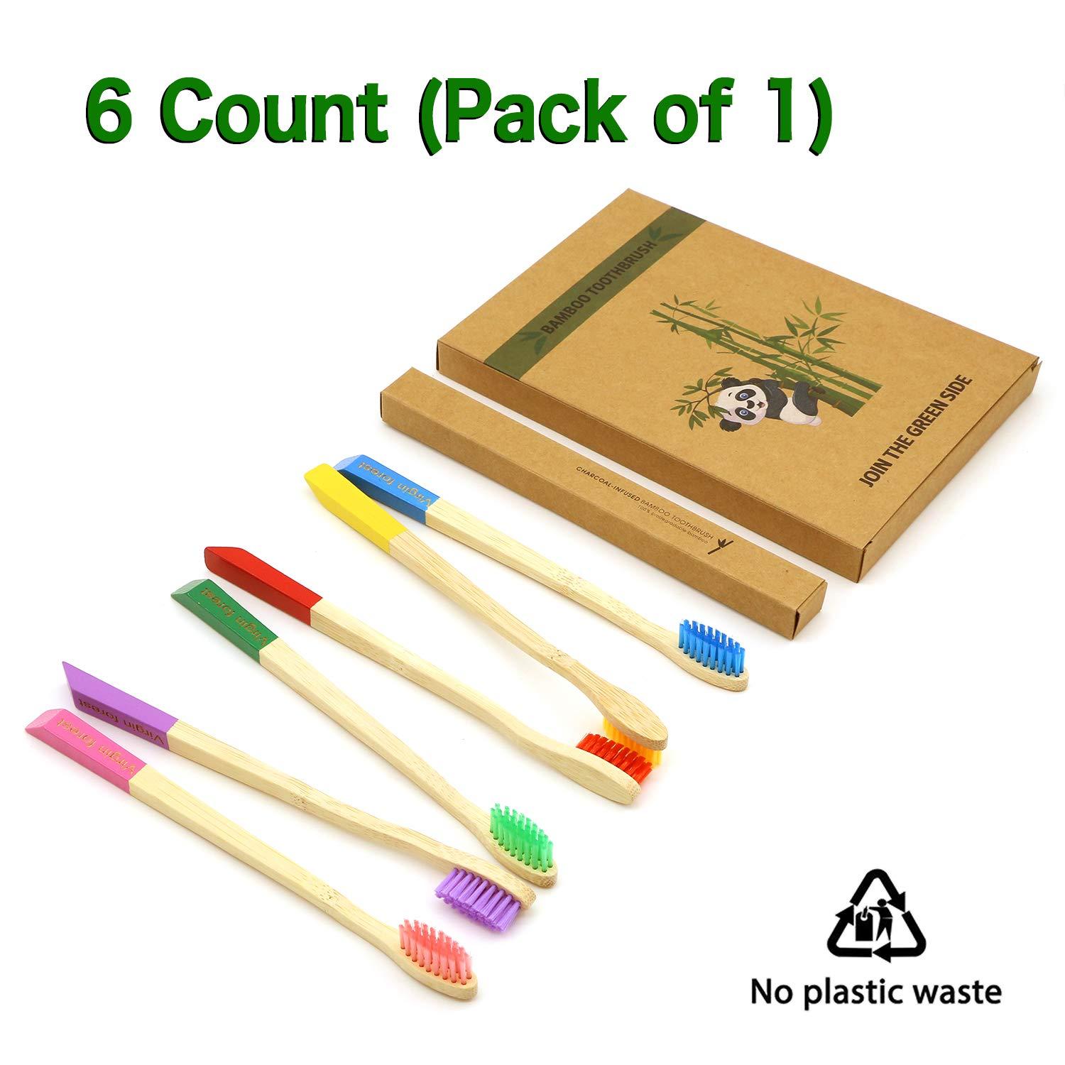 Virgin Forest Bamboo Toothbrushes - Pack of 6 | Natural Eco-Friendly ...