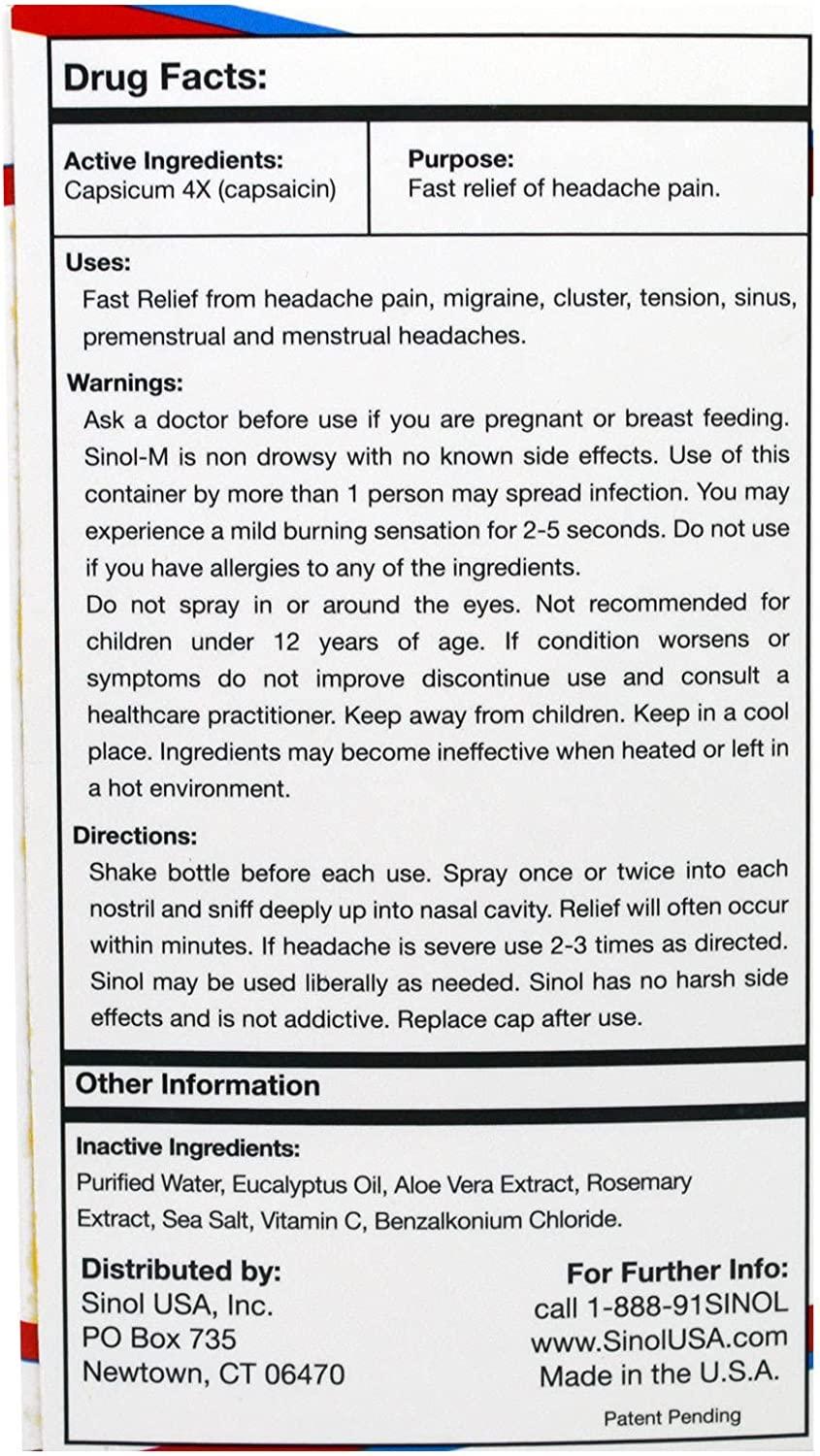 Sinol Headache Relief Spray - Migraine & Tension Relief (15ml, Pack of ...