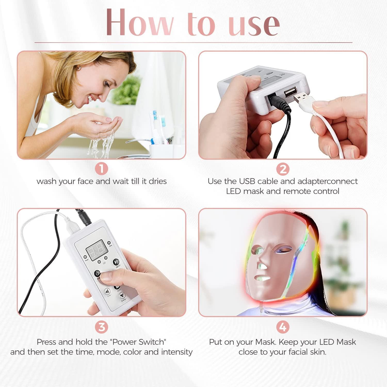 FDA Cleared LED Facial Mask with Red Light Therapy for Face and Neck ...