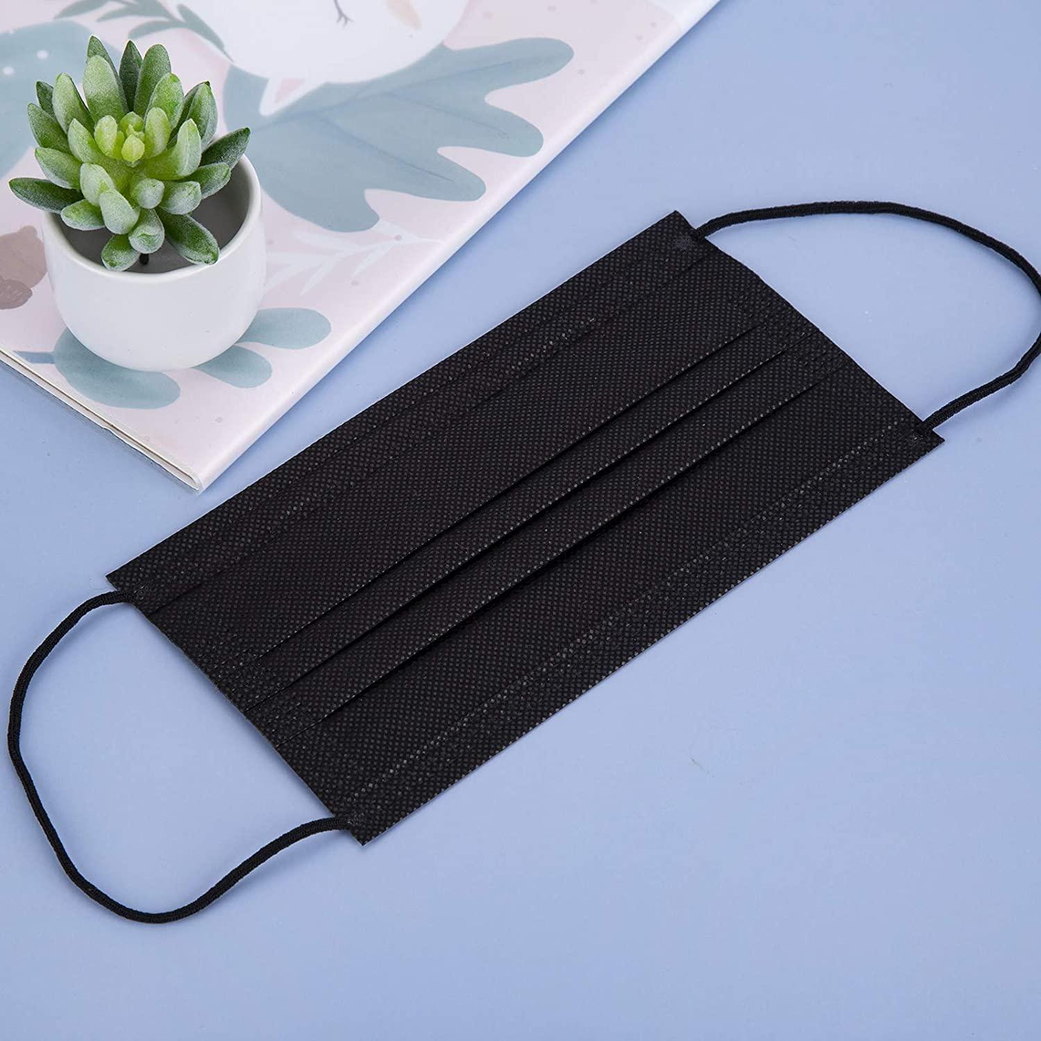 100 PCS Black Disposable Face Masks - 3 Ply Protection for Adults | Buy ...