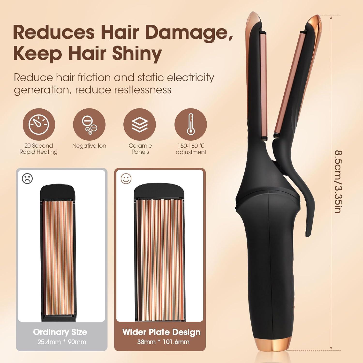 1 Inch Mini Wireless Hair Crimper USB Rechargeable Crimping Iron Hair ...