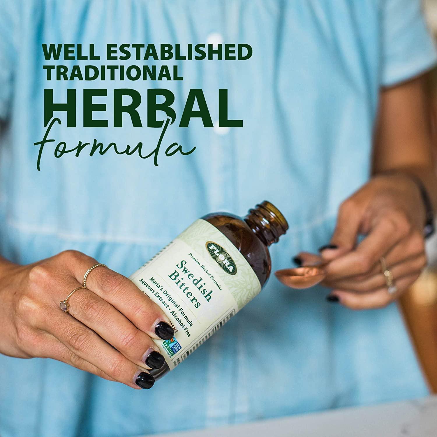 Flora Swedish Bitters Alcohol-Free 3.4 fl oz | Herbal Digestive Tonic ...