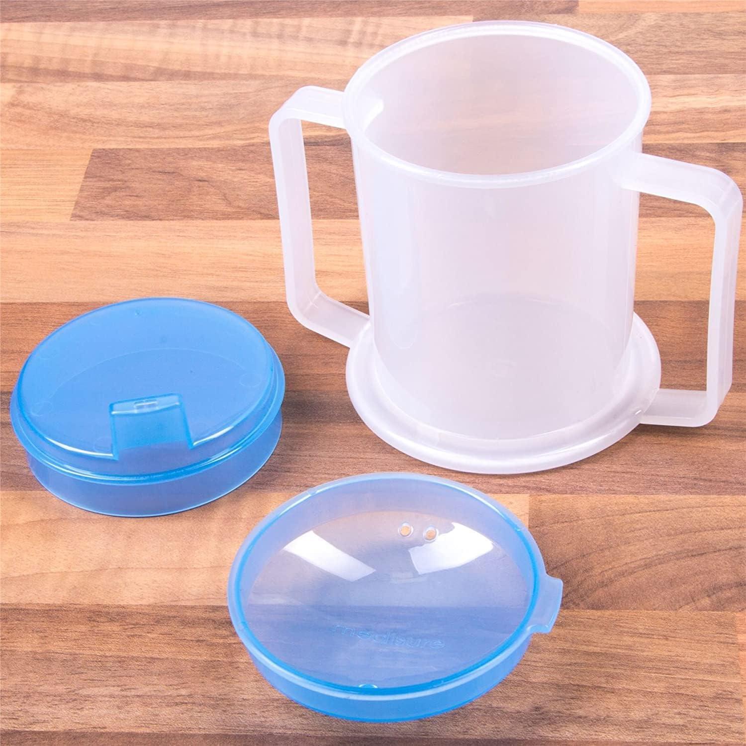 Wolvex Adult Drinking Cup Beaker - Handles, Anti-Spill Lids - Blue ...