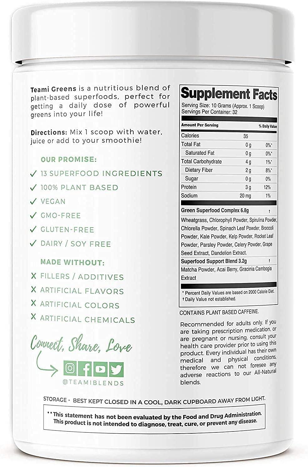 Teami Greens Superfood Powder - Immune Support & Super Green Veggie ...