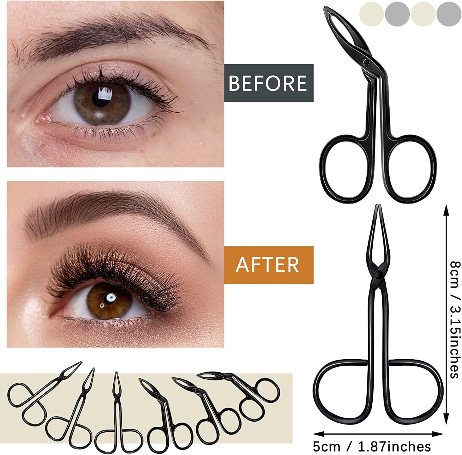 6-Piece Stainless Steel Eyebrow Tweezer Set - Scissor Shaped Flat Tip ...