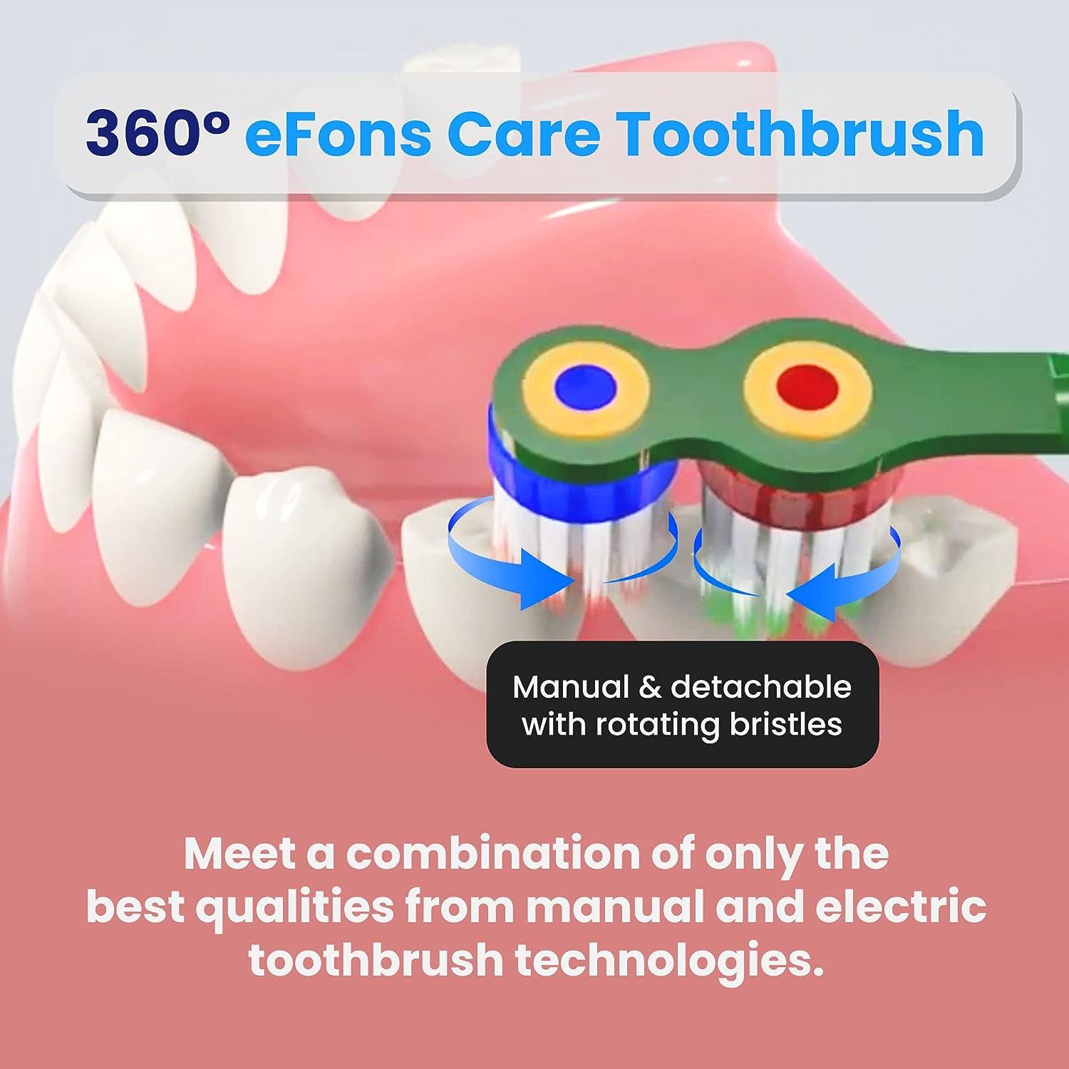 Efons Non-Electric Spin Toothbrush - 360 Rotation, 2 Brush Heads, Soft ...