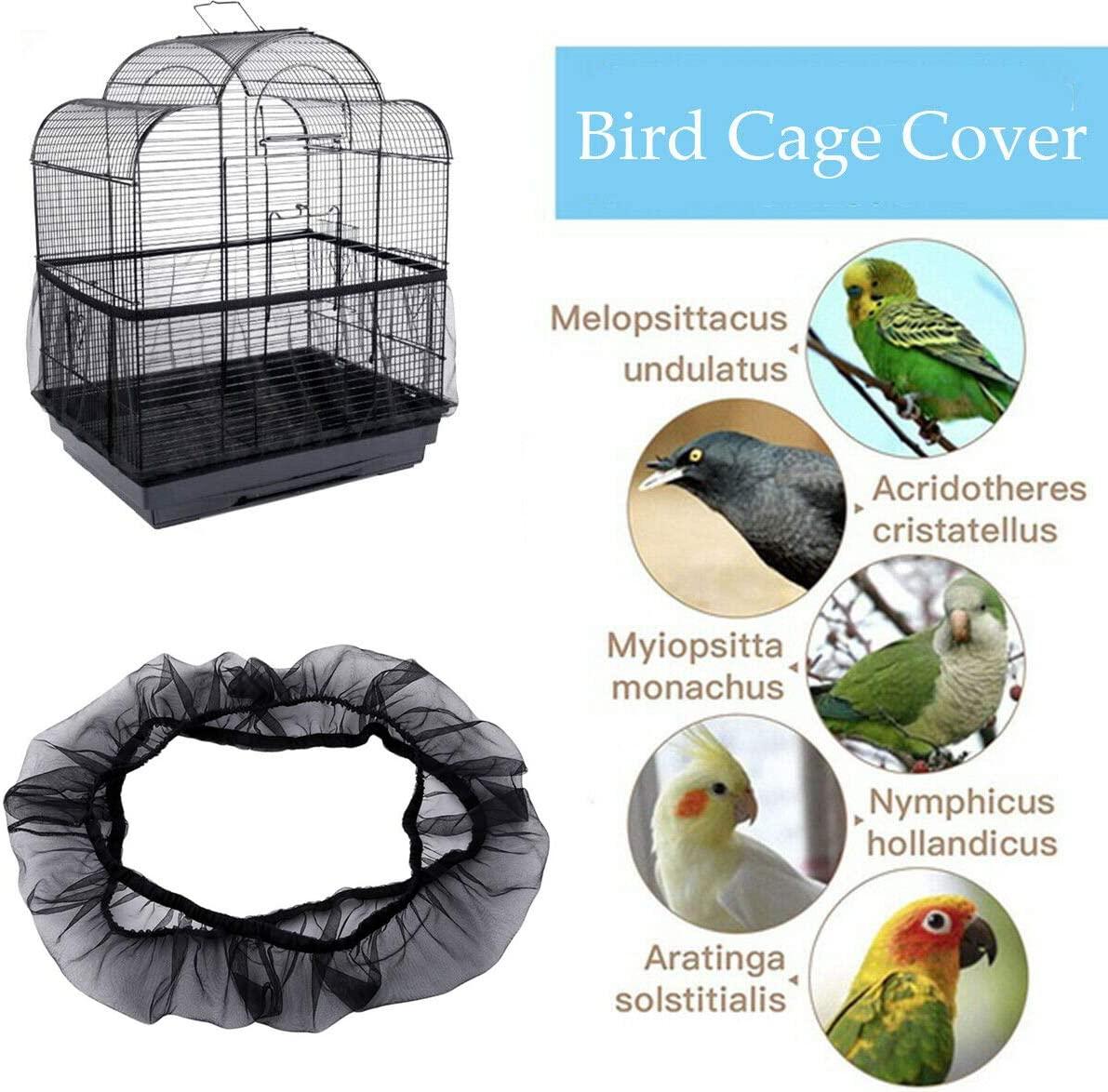 Universal Bird Cage Seed Catcher Guard Net Cover - 50-90 Inch Black ...