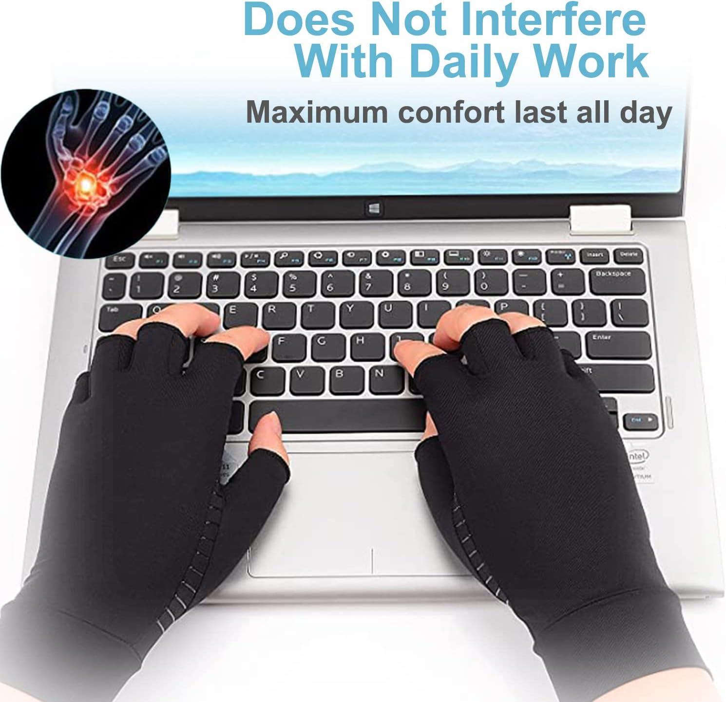 Copper Compression Arthritis and Workout Fingerless Gloves - Medium ...
