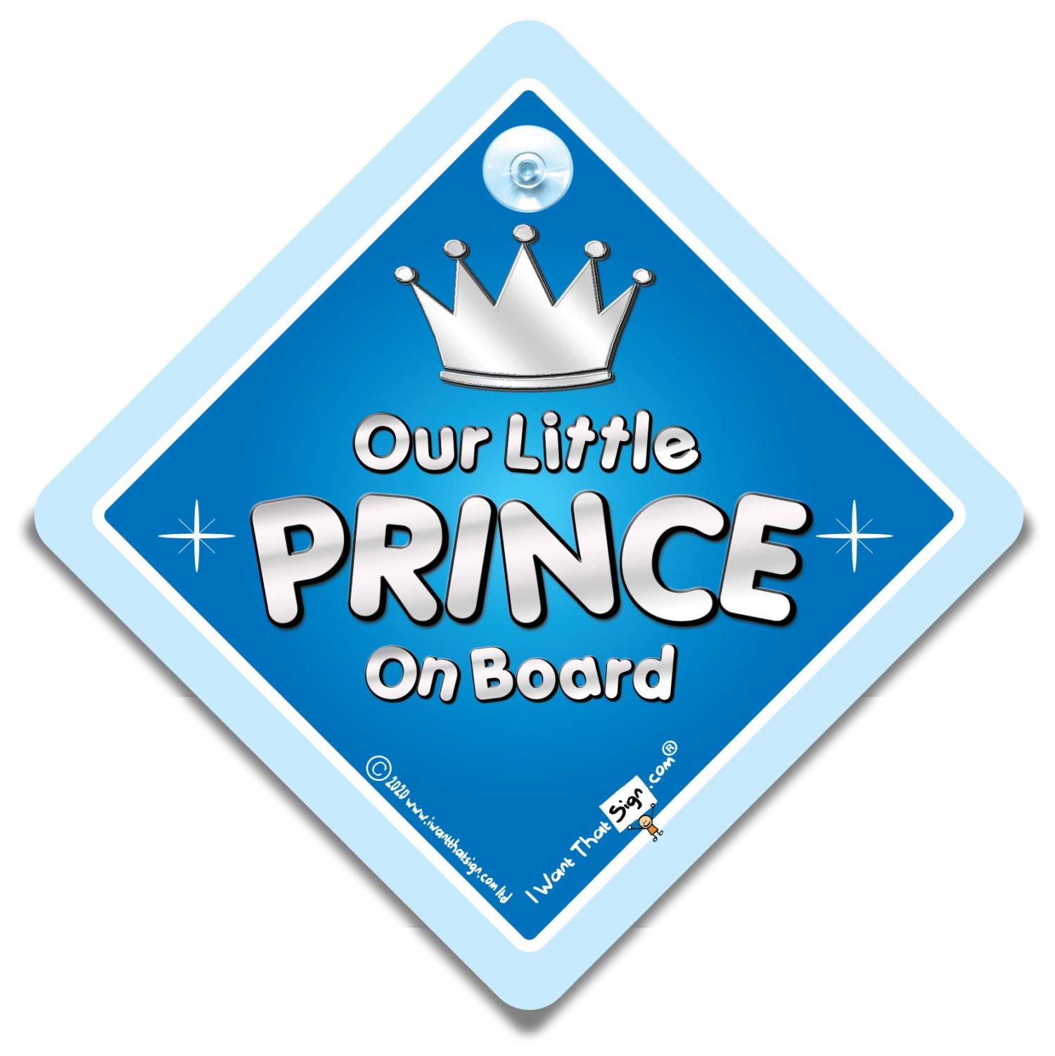 Our Little Prince On Board Car Sign with Suction Cup - Baby On Board ...