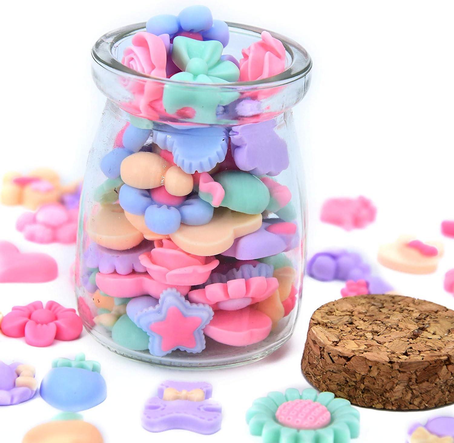 Onwon 100 Pieces 3D Candy Color Resin Flatback Buttons for DIY Hair ...