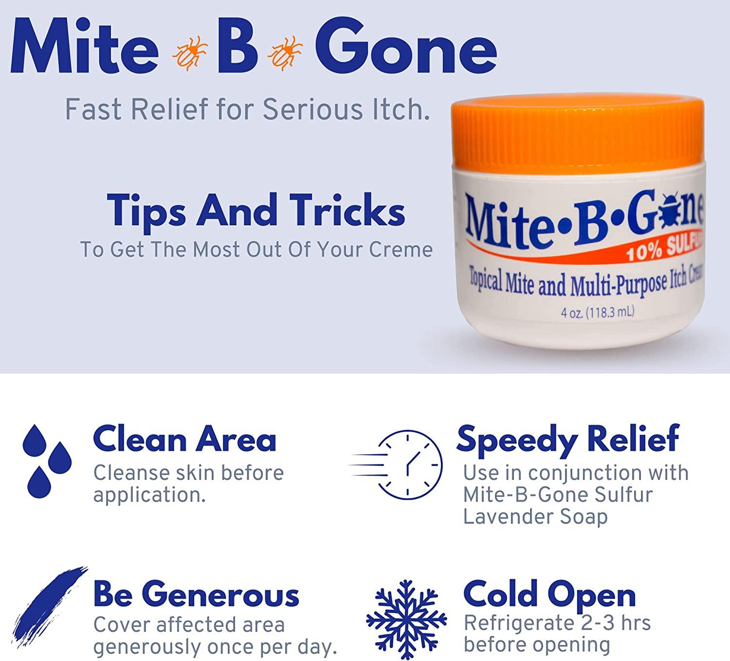 Mite-B-Gone 10% Sulfur Cream (4oz) + Multi-Purpose Itch Soap (2 Bars ...