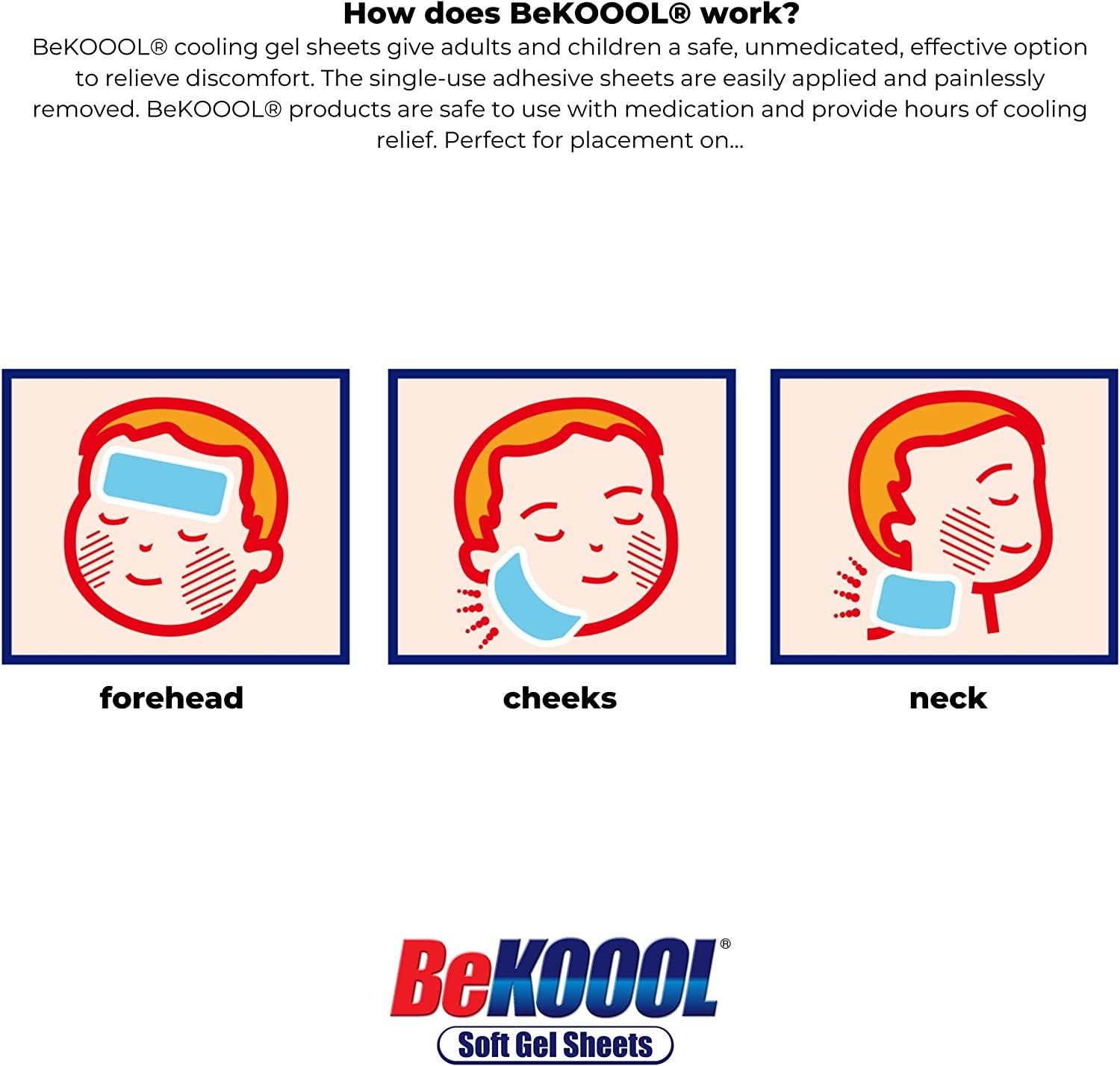 BeKoool Kids Soft Cooling Gel Sheets 4-Count - Soothing White Gel Pads ...