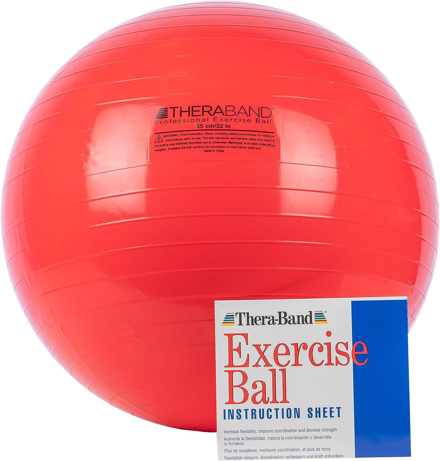 TheraBand Red 55cm Exercise Ball for Posture, Balance, Core Fitness ...