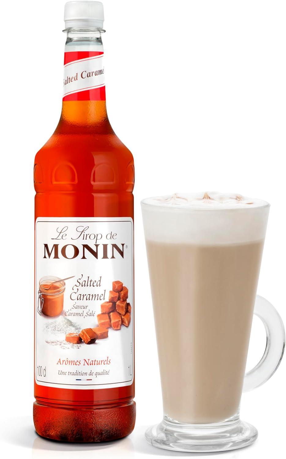 MONIN Premium Salted Caramel Syrup 1L - Vegan-Friendly, Allergen-Free ...