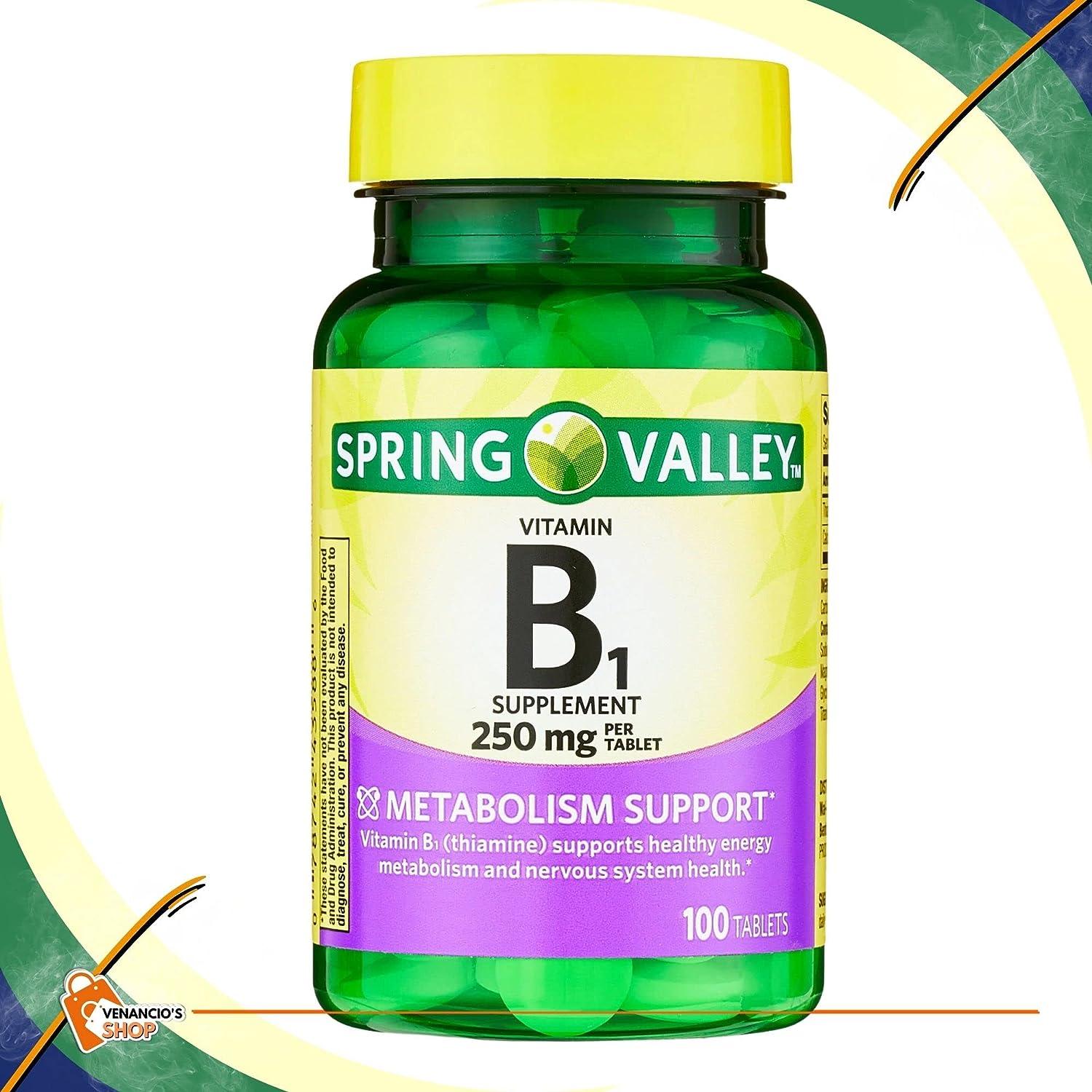 Vitamin B1 (Thiamine) Tablets, 250mg,100 Ct, Supports Energy Production ...
