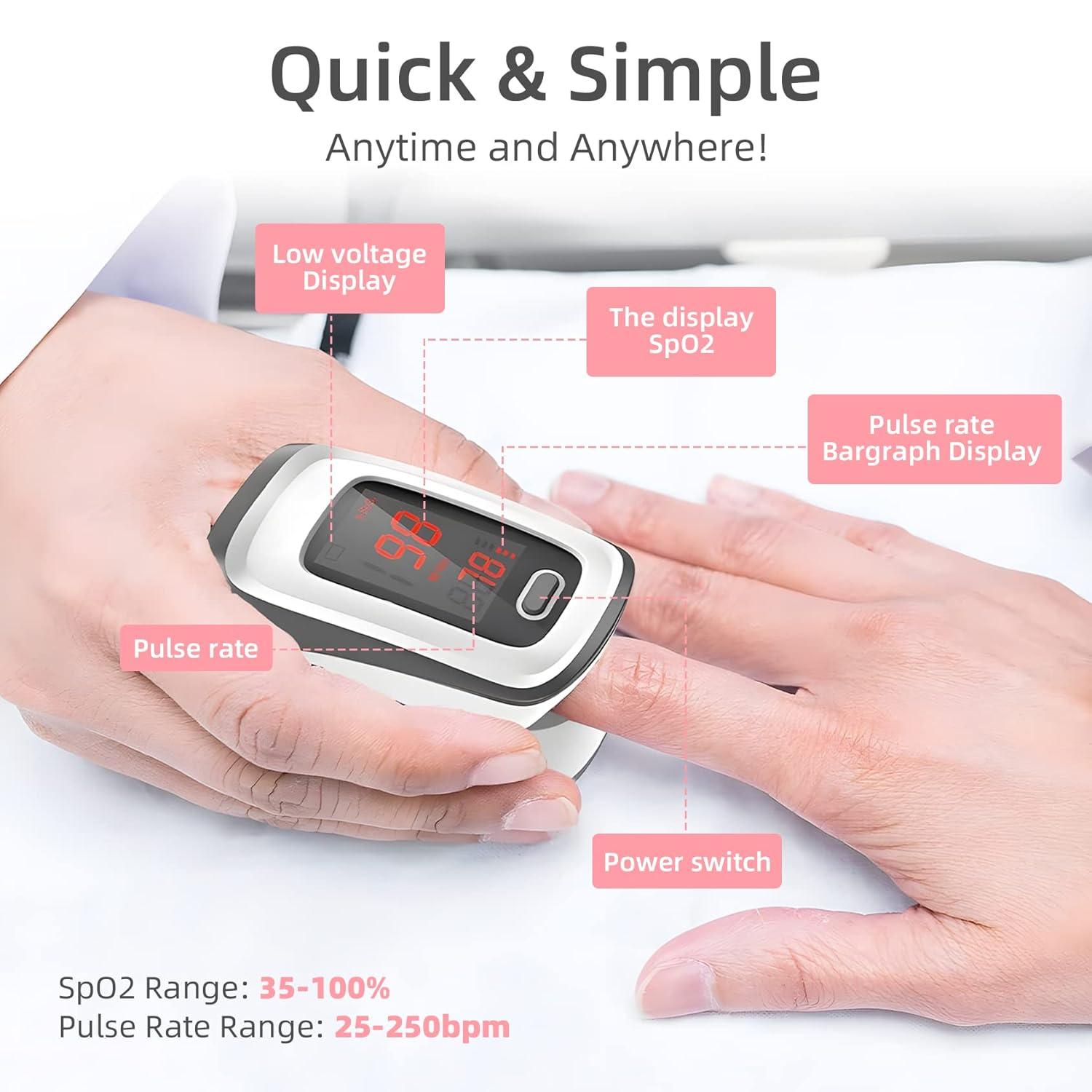 Ansta Pulse Oximeter - Monitor SpO2 & Heart Rate with Large LED Screen ...