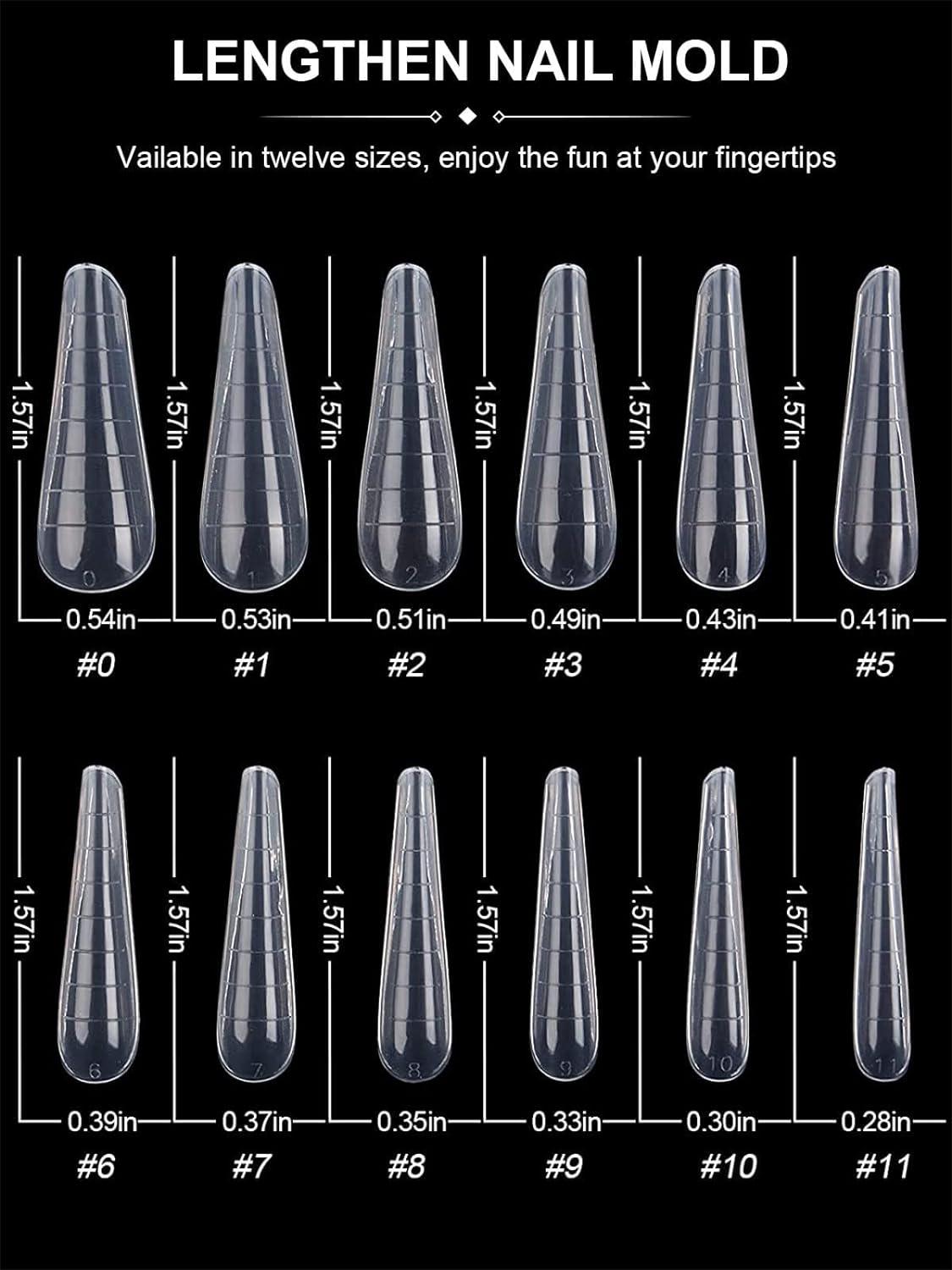 EBANKU 360 PCS Clear Dual Nail Forms System Coffin Nail Mold Tips ...