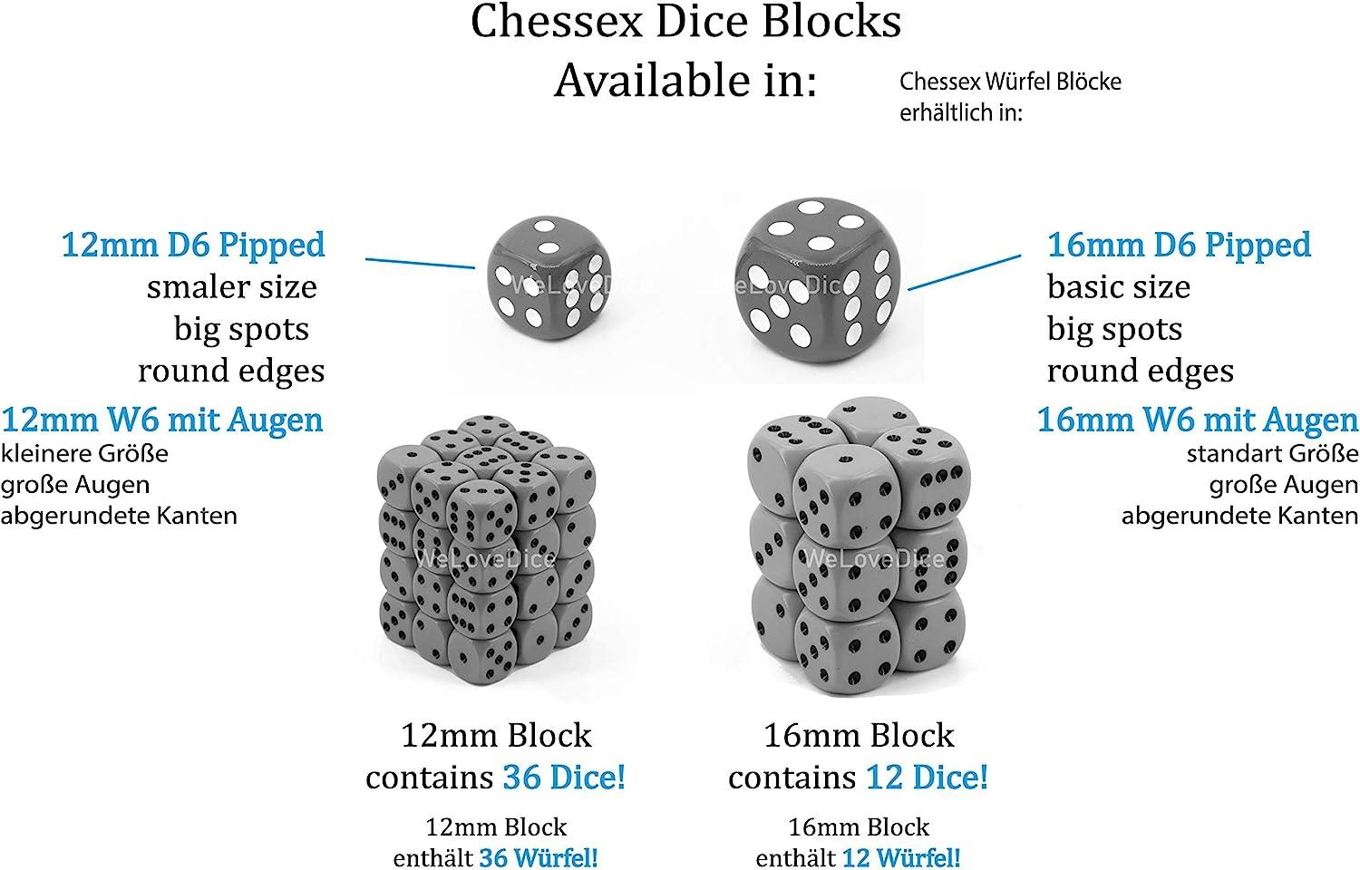 Chessex Marble Ivory with Black d6 Dice Set - 16mm Six Sided Die (12 ...