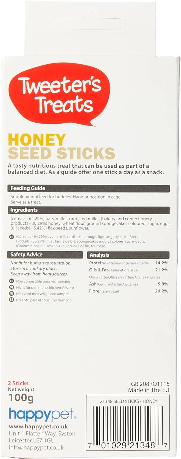Tweeter's Treats Budgie Seed Sticks with Honey - Premium Snack for ...