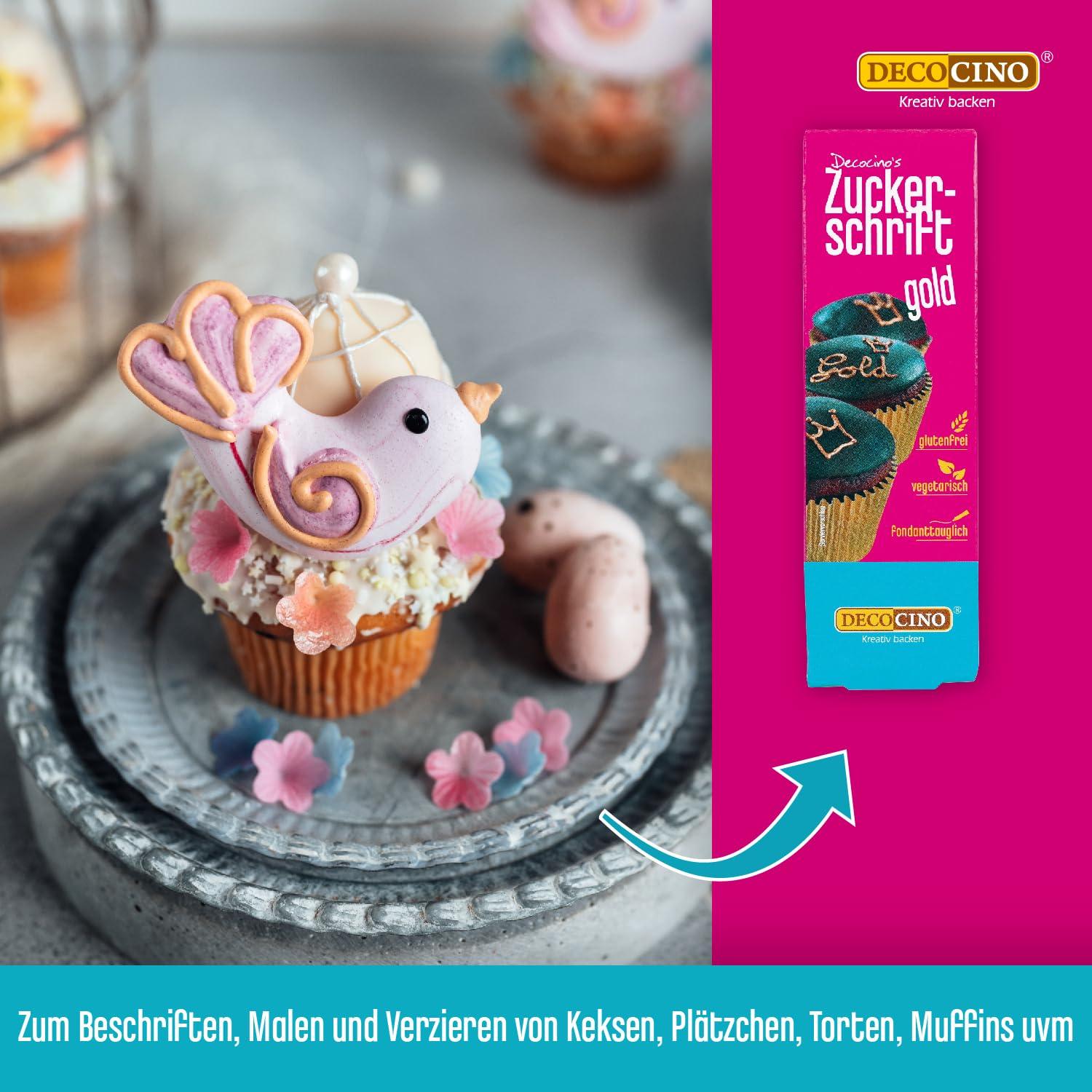 Decocino Gold Sugar Script in Practical Tube | Ideal for Cake Fondant ...