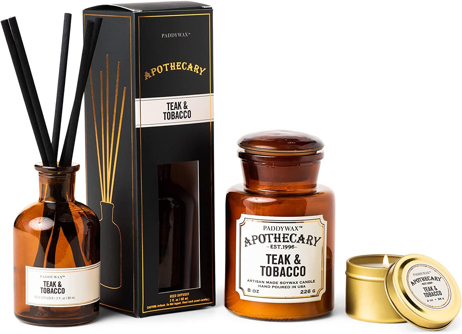 Paddywax Apothecary Teak & Tobacco Scented Candle - 8oz Hand-Poured ...