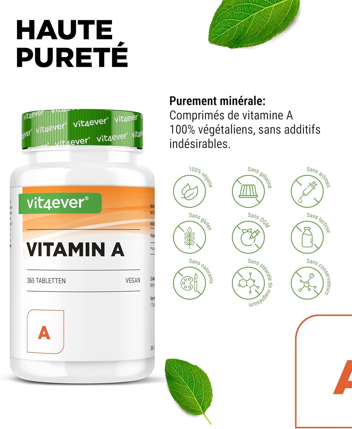 Vitamin A - 10 000 IU (3000 g) - 365 Tablets - Alternative to Capsules ...