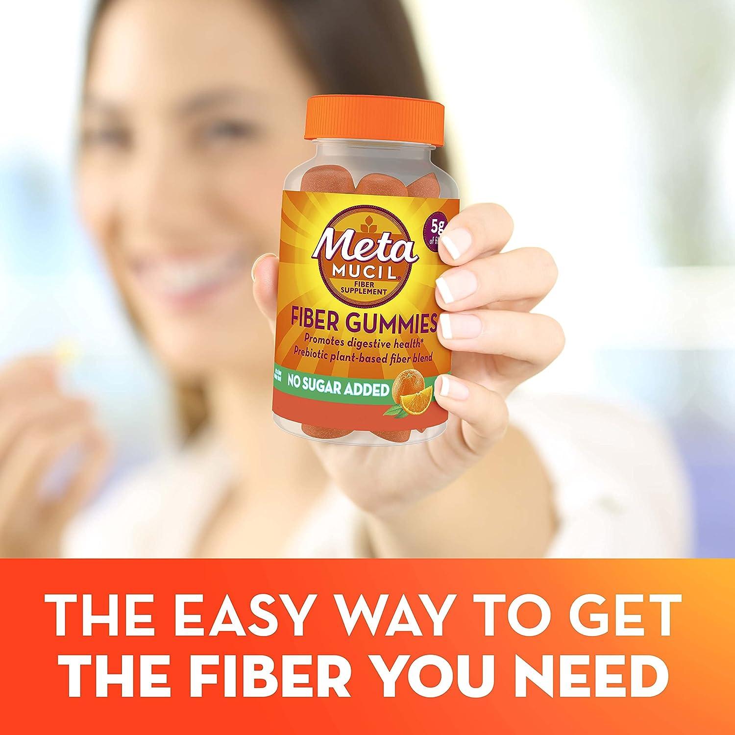 Metamucil Sugar-Free Orange Fiber Gummies - 5g Prebiotic Plant Based ...