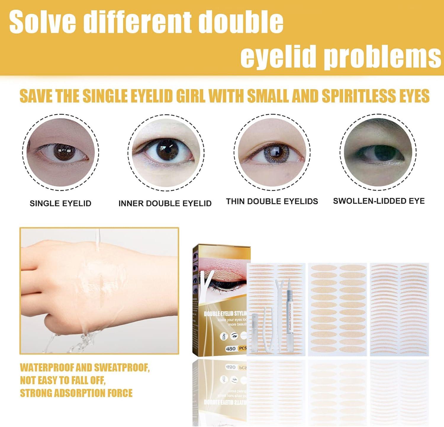 Invisible Eyelid Lift Strips 480 pcs Double Eyelid Stickers for Hooded Droopy Uneven & Mono ...
