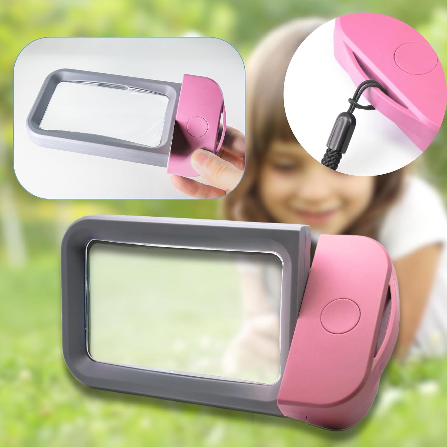 VOCA 3X Large Rectangle Magnifying Glass with Light and 10 LEDs - Pink ...