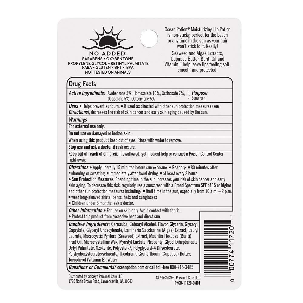 Ocean Potion Moisturizing Lip Potion SPF 45 - Hydrating Lip Balm with ...