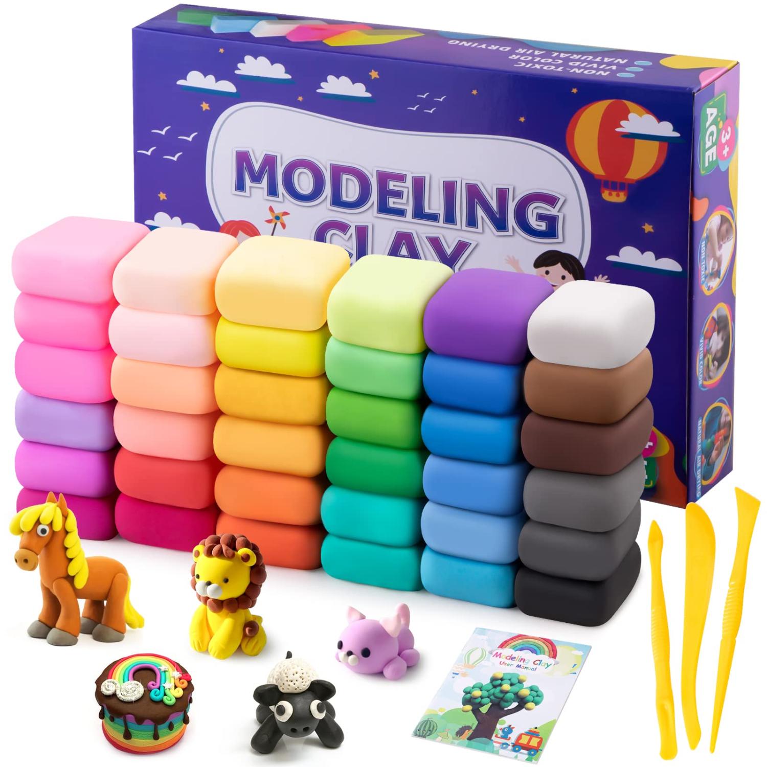 36 Colors Air Dry Clay Modeling Kit with Tools - DIY Magic Foam Clay for Kids and Adults ...