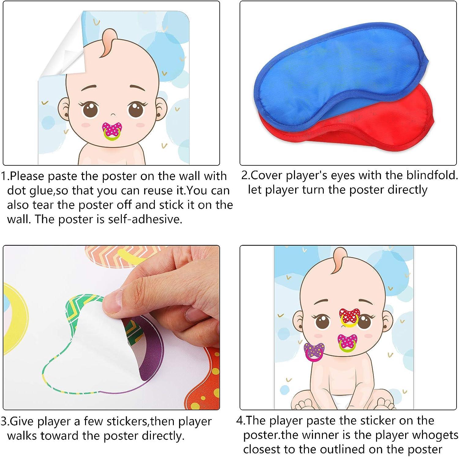 Pin the Pacifiers Game Poster with Extra Pacifiers and Eye Masks for ...