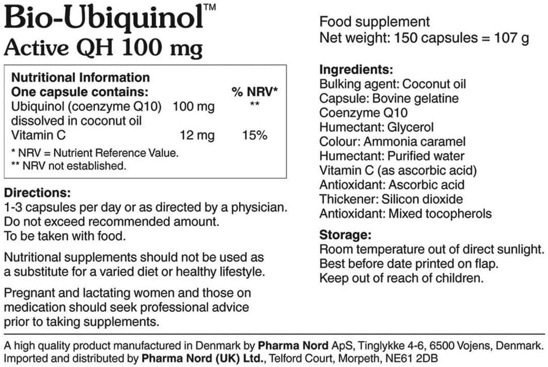 Pharma Nord Bio-Ubiquinol Active QH 100mg - 150 Capsules | Buy Now with ...