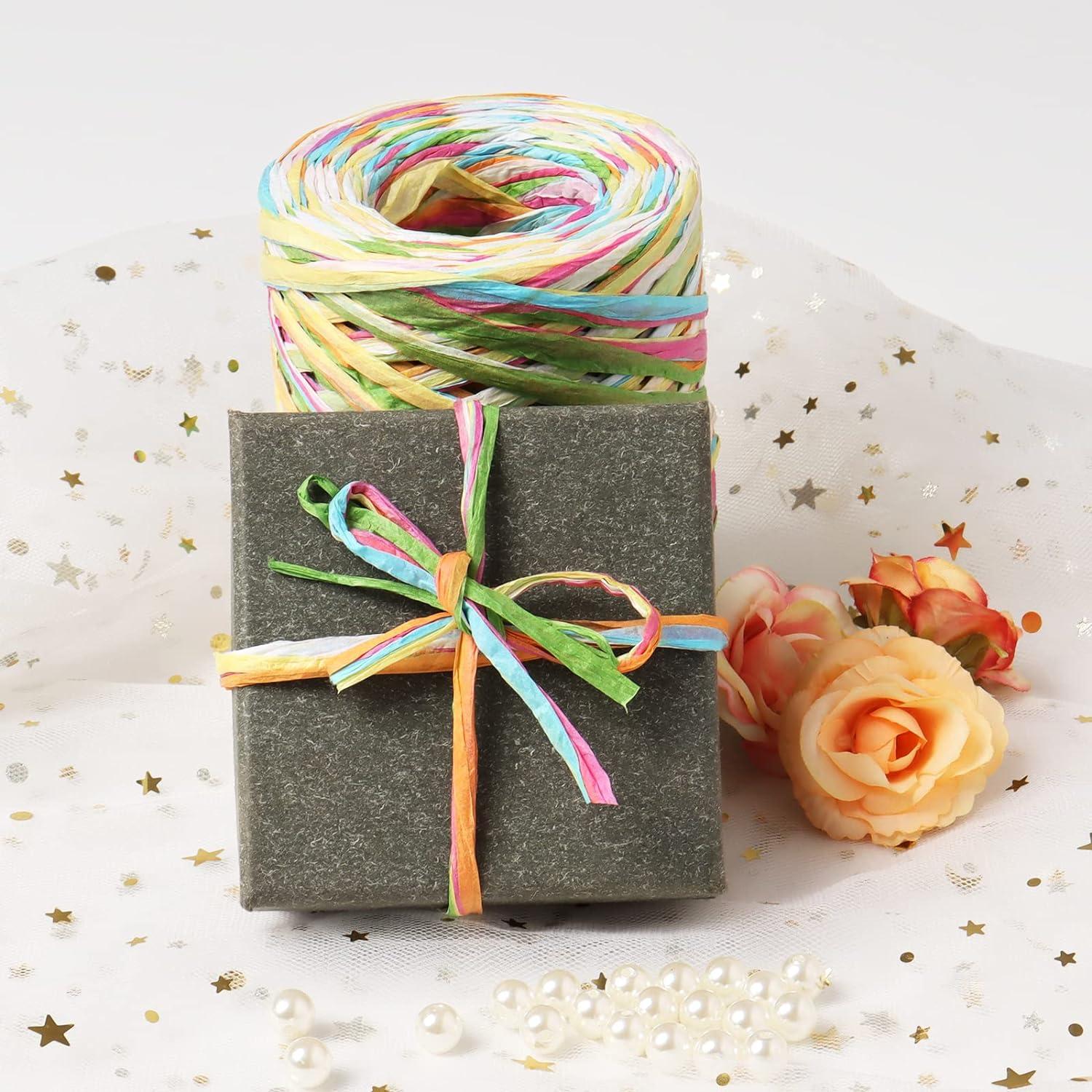 Yzzsjc 656ft Colored Raffia Ribbon for Gift Wrapping and Craft Projects ...