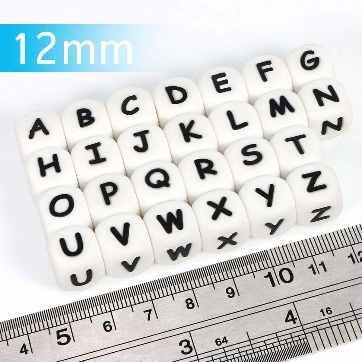 Silicone Letters Pearls - 104pc Alphabet Cubes 12mm DIY Kit for ...
