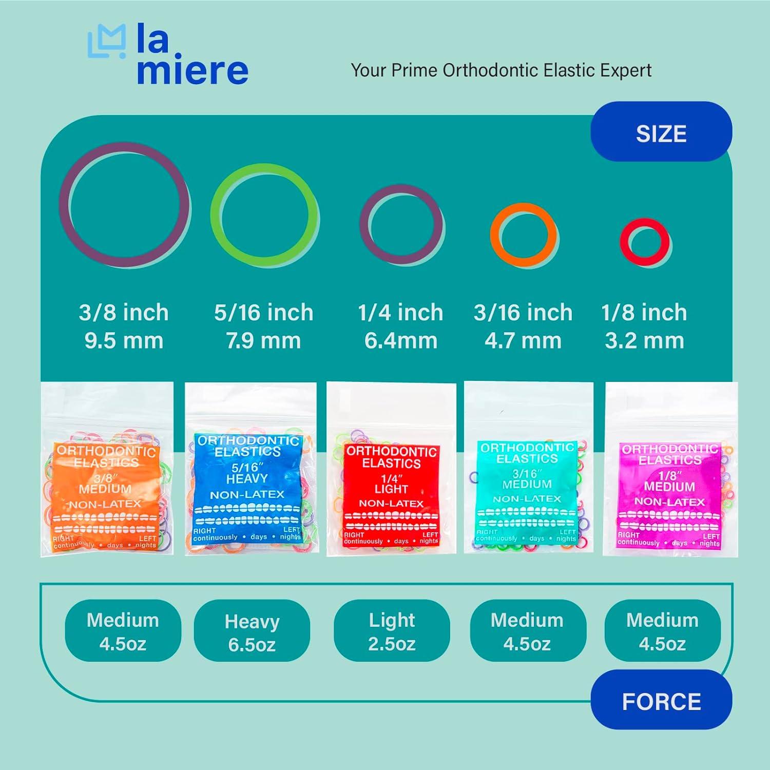 Natural Latex Neon 3-Pack 300ct 3/16 Heavy Intraoral Elastic Bands - US Made Orthodontic ...