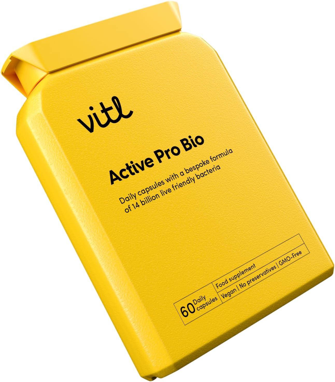 Vitl Active Pro Bio Probiotic Daily Supplement - 60 High-Strength ...