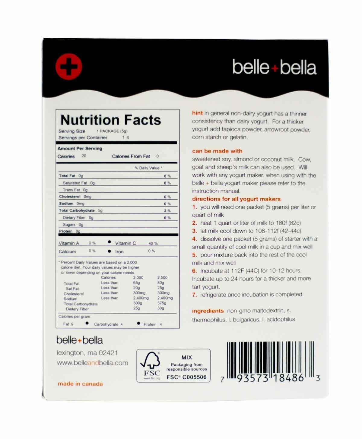 Buy Belle+ Bella Yogurt Starter - 4x5g Packets (2 Pack) - Probiotic ...
