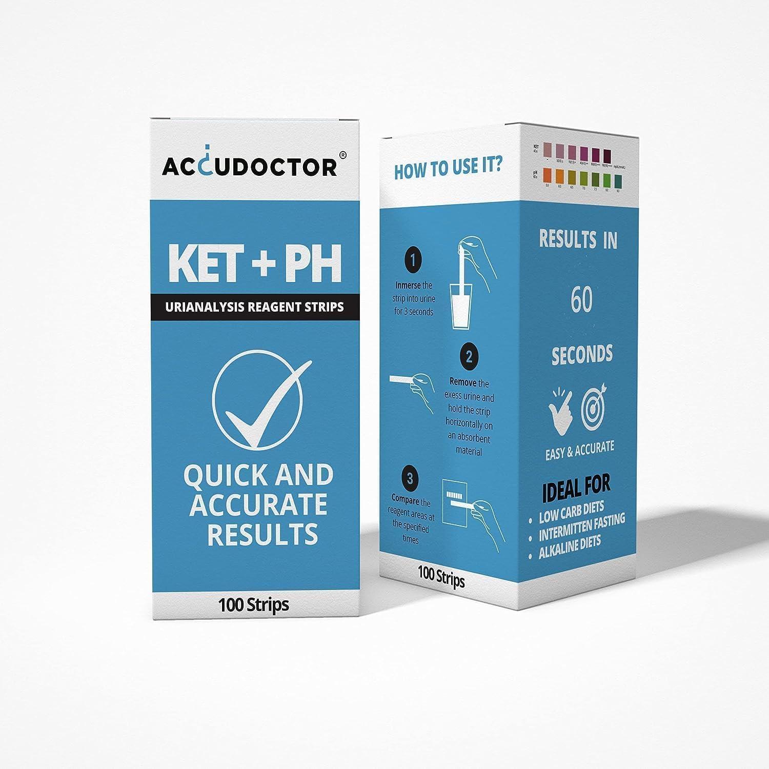 100 Accudoctor Urine Test Strips for Ketones & pH | Quick Urine ...