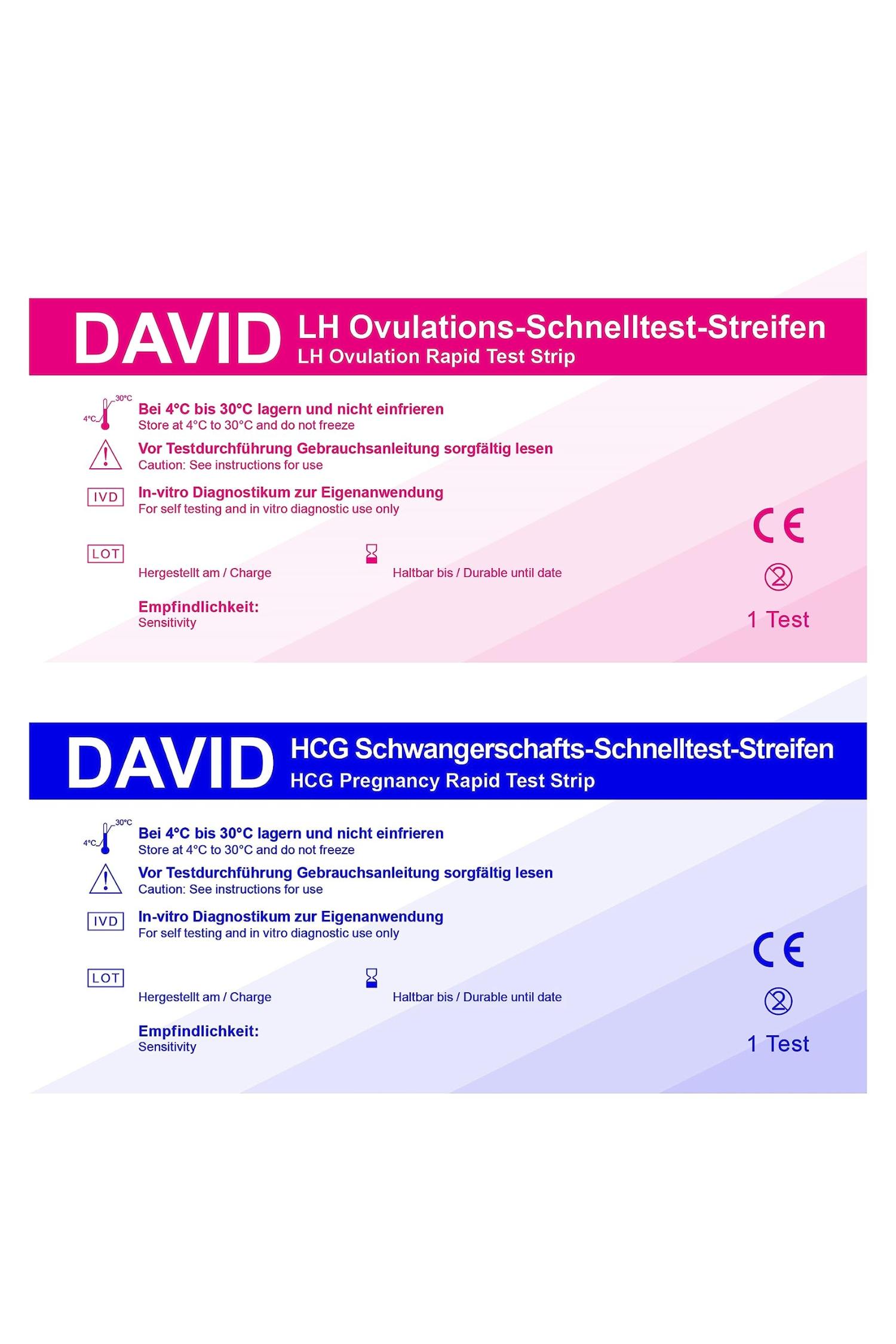 50 David Ovulation Test Strips & 10 Pregnancy Test Strips - Accurate ...