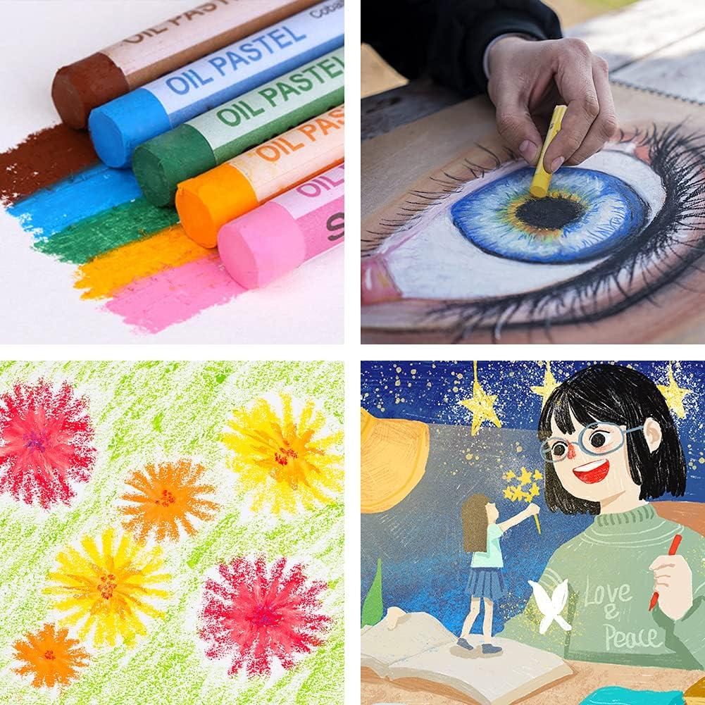 Oil Pastels Set - 36 Assorted Colors Non Toxic Professional Round ...