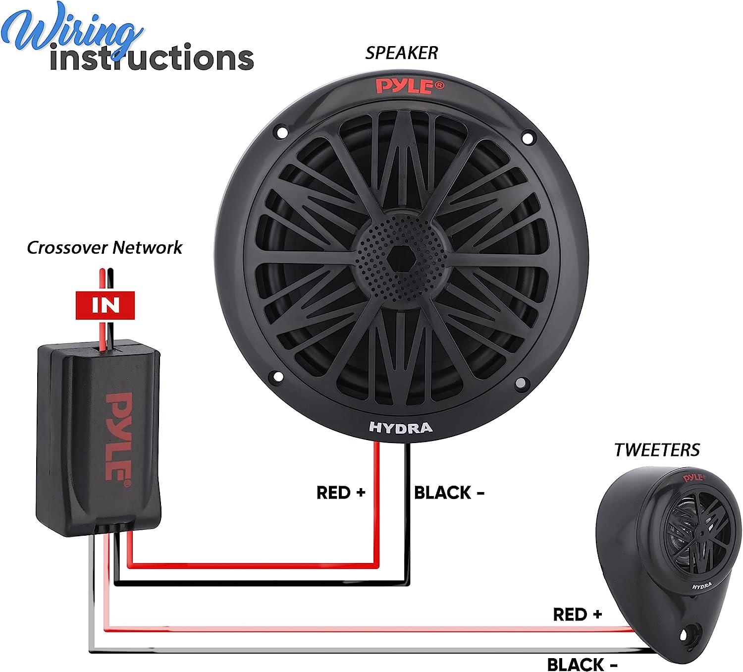 Pyle PLMR6KB Black 200W Marine Boat Speaker System | Weatherproof Dual ...