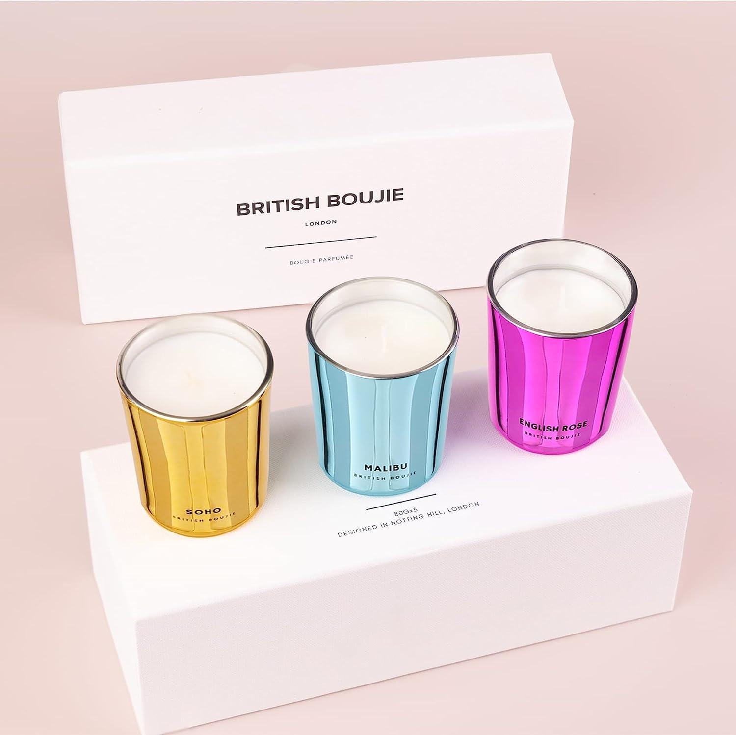 Soho Malibu English Rose Luxury Candle Gift Set - 3 x 80gm Natural Wax ...