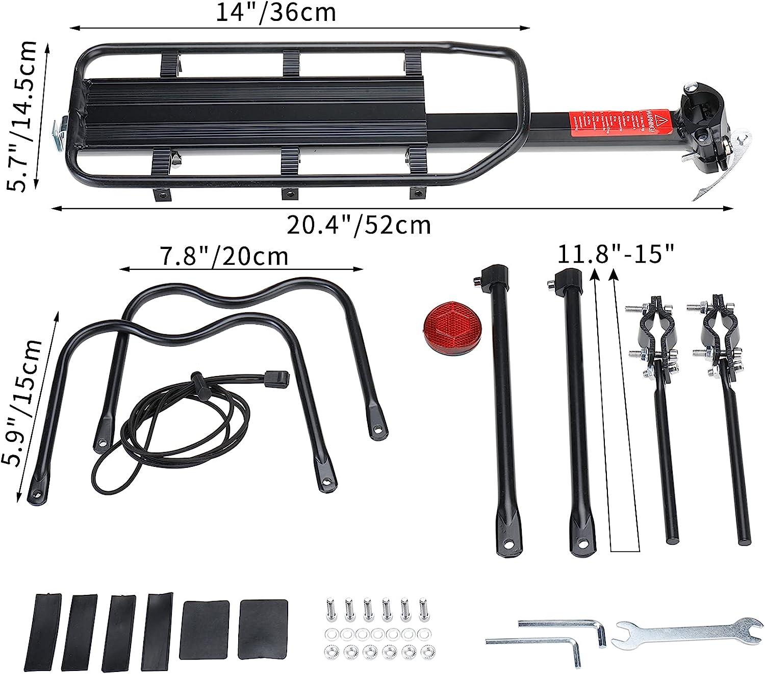 WerkWeit Rear Bike Rack - 110lb Capacity, Adjustable Aluminum Alloy ...