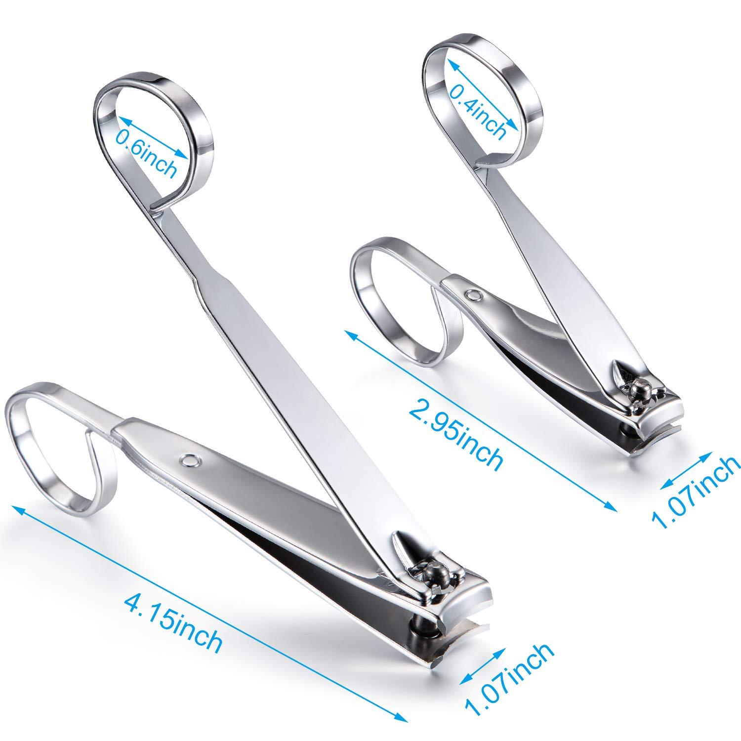 4 Pack EZ Grip Nail Clippers Set - 360-Degree Rotating Head, Stainless ...