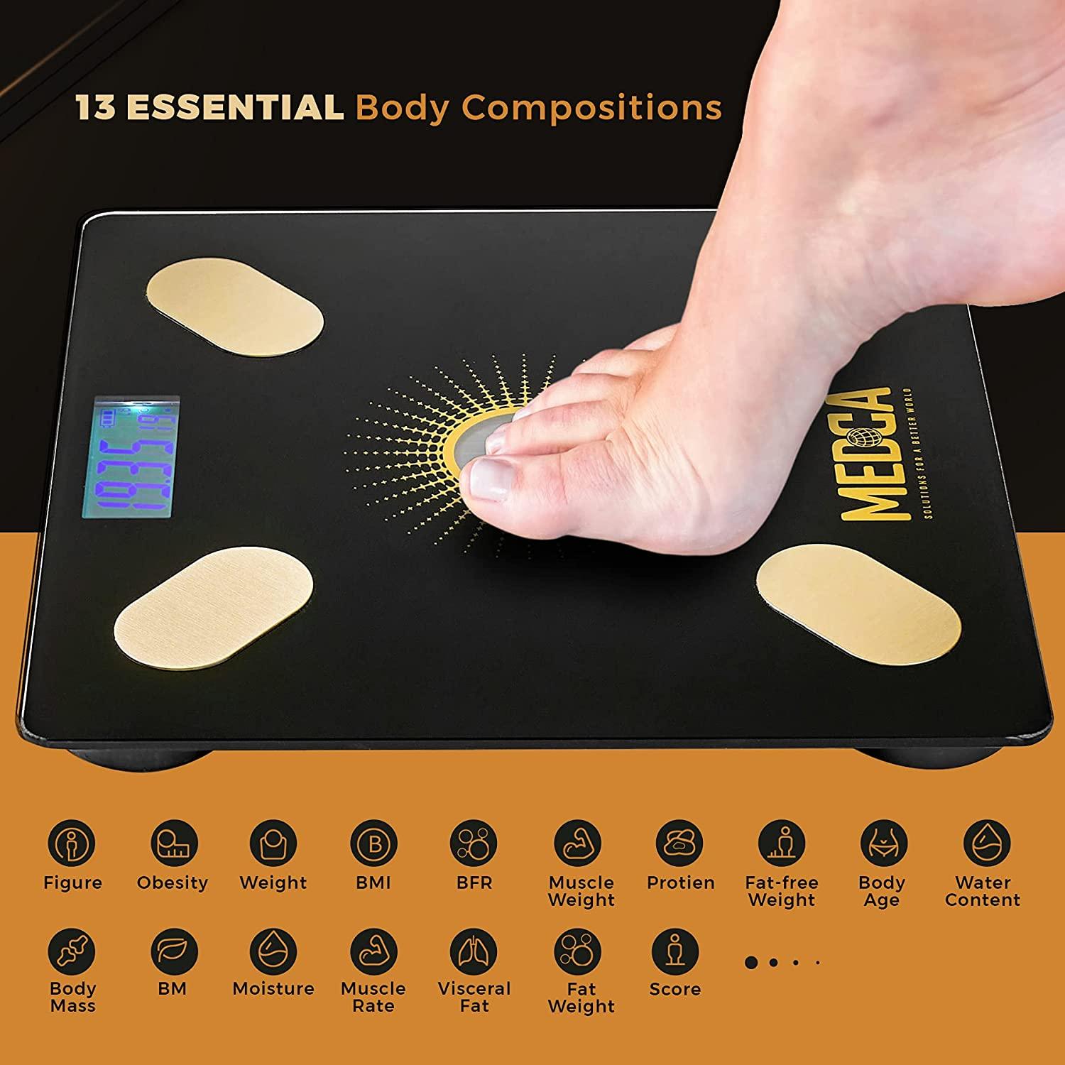 Smart Digital Solar Powered Body Fat Scale for Precise Weight, BMI, and ...
