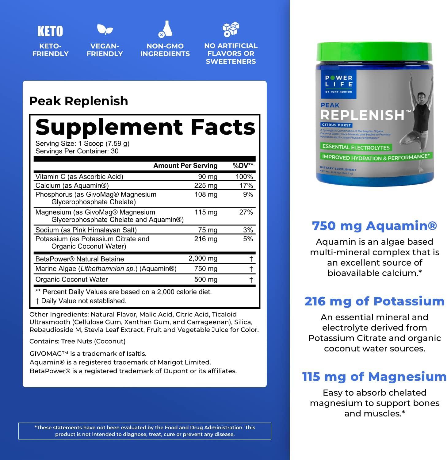 POWERLIFE Tony Horton Peak Replenish - Magnesium Electrolyte Powder ...