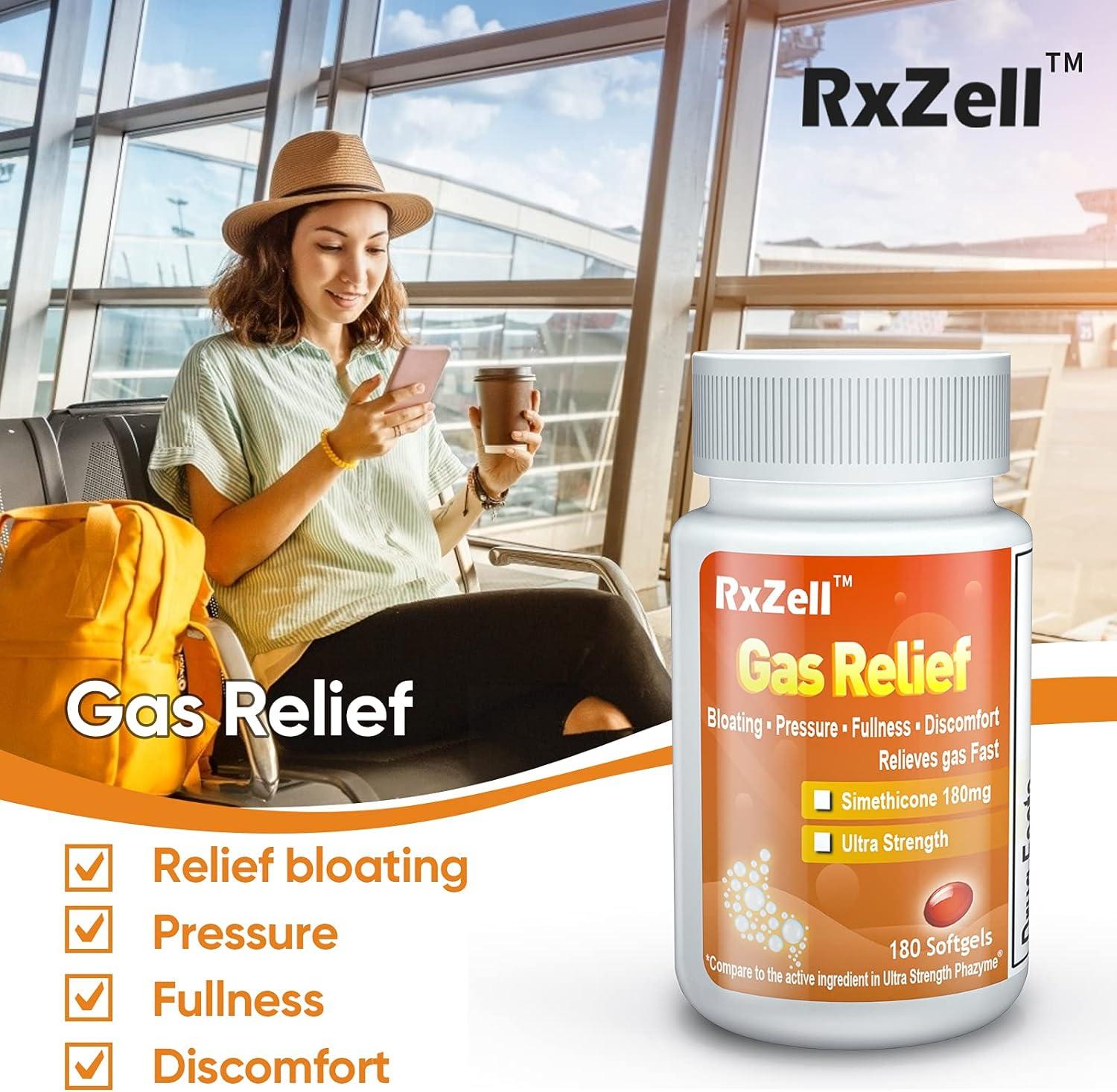 RXZELL Gas Relief Maximum Strength Simethicone 250mg 120 Softgels ...