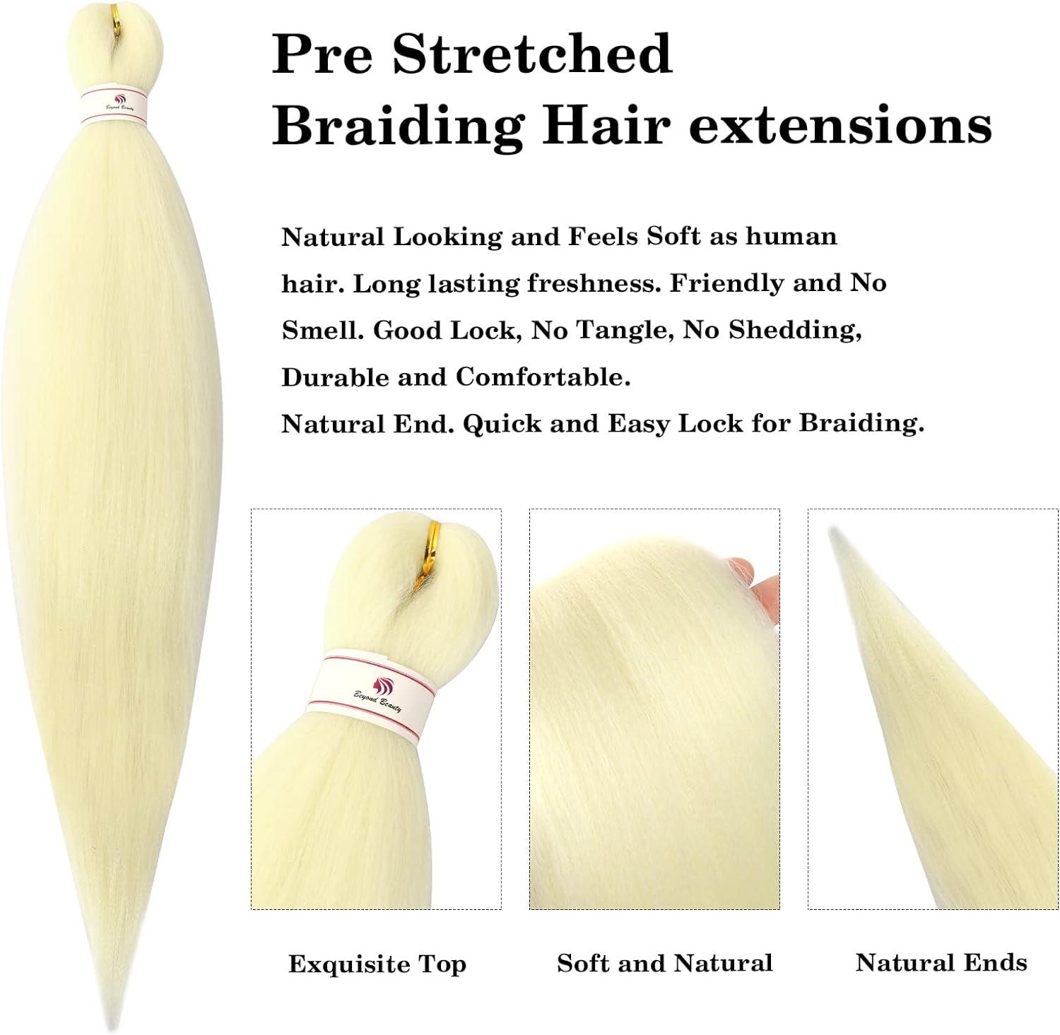 Beyond Beauty 8 Packs Black Pre Stretched Braiding Hair Synthetic Yaki ...